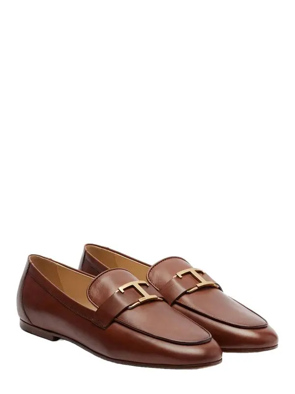TOD'S T Timeless Leather Loafers - Brown
