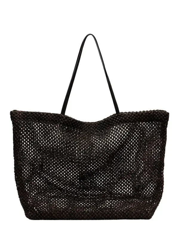 THE ROW Barn Medium Leather-trimmed Mesh Tote Bag - Brown