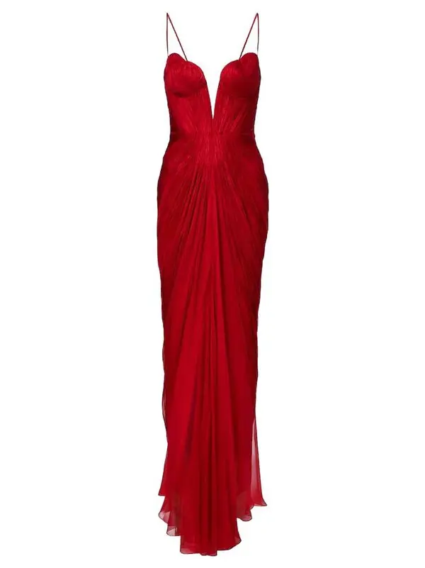 MARIA LUCIA HOHAN Cecilia Draped Silk Gown - Red
