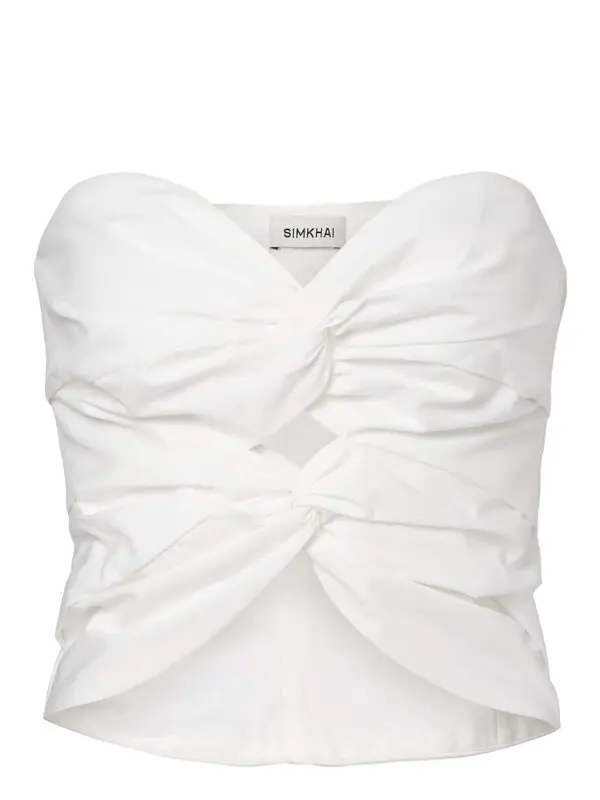Simkhai Cutout Ruched Cotton-blend Top - White