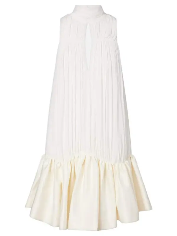 ROTATE BY BIRGER CHRISTENSEN Bridal Tie-neck Draped Mini Dress - White