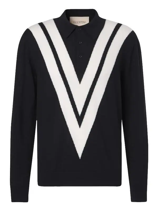 Valentino Garavani Virgin Wool Polo Sweater - Black