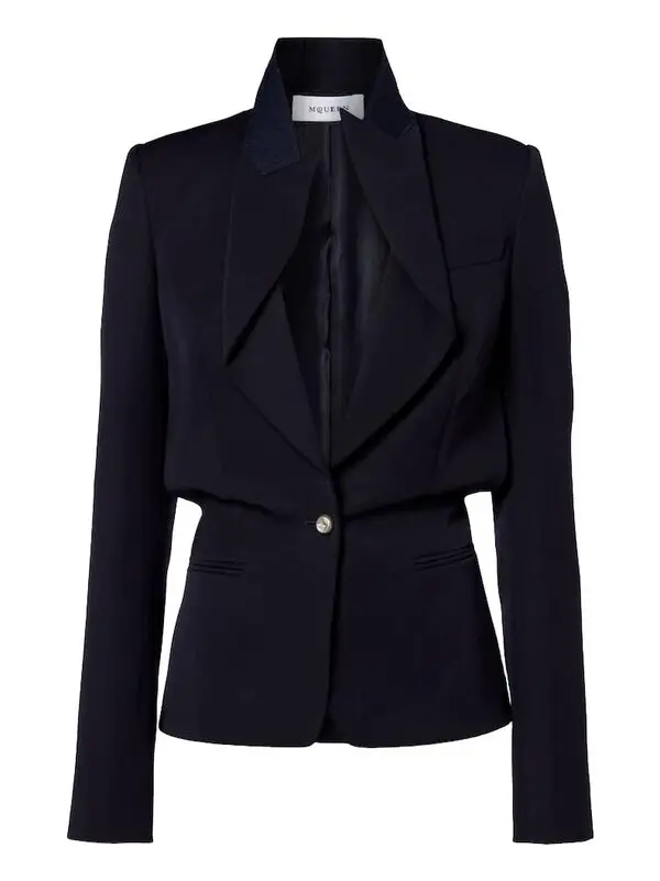 Alexander McQueen Wool Single-breasted Blazer - Blue