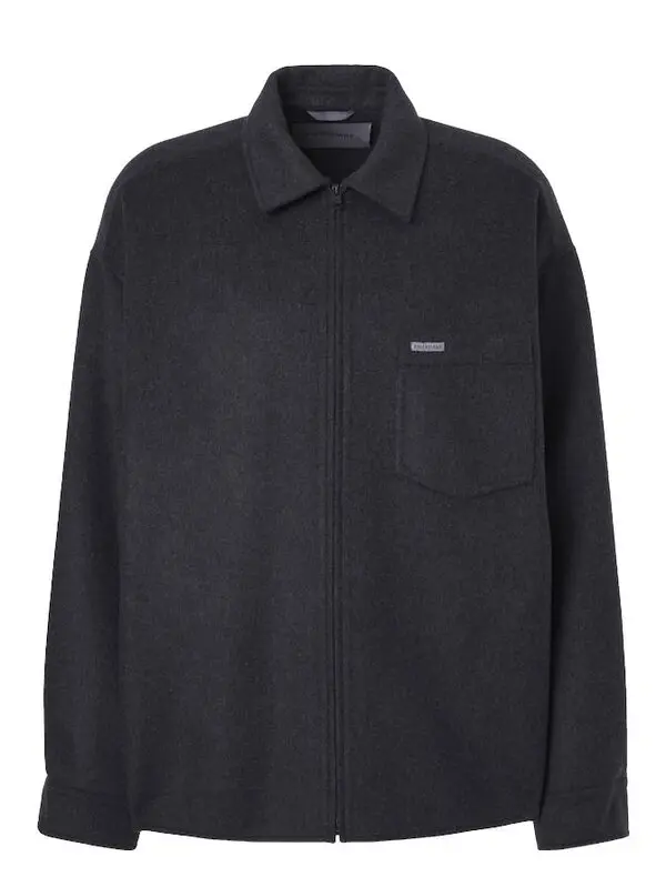 Balenciaga Wool-blend Zip-up Overshirt - Grey