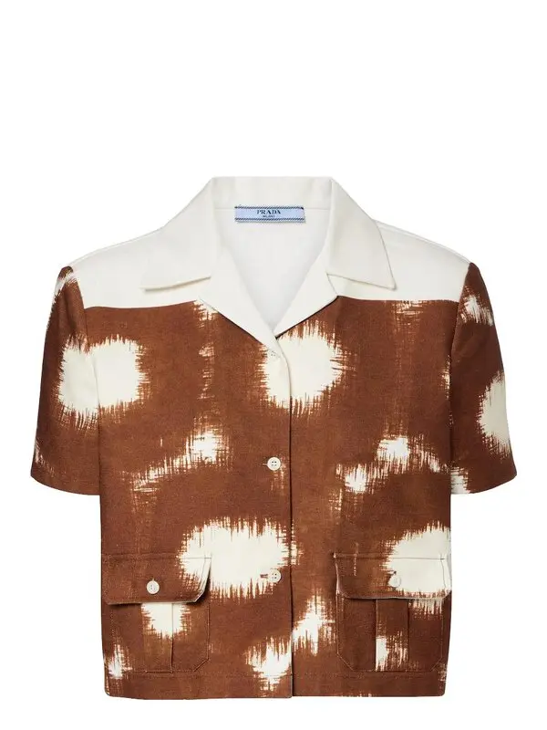 Prada Printed Cropped Cotton Shirt - Brown