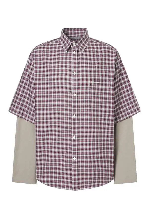 Balenciaga Layered Checked Cotton Shirt - Red