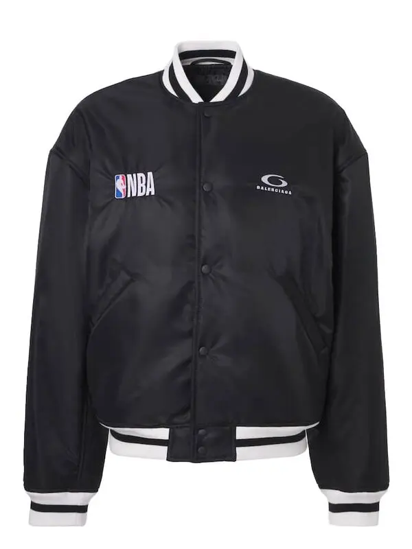 Balenciaga X Nba Logo Satin Bomber Jacket - Black