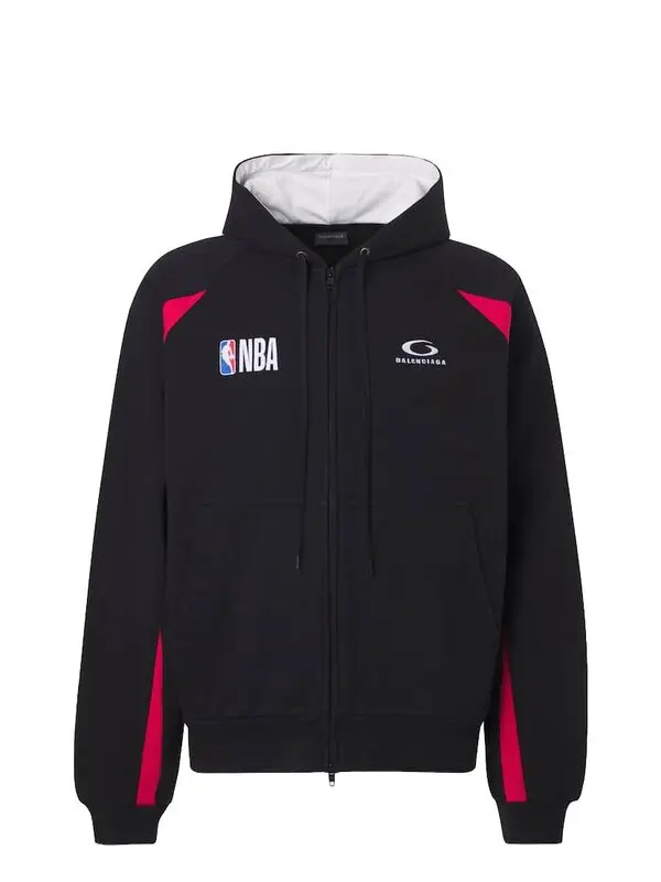 Balenciaga X Nba Logo Cotton Fleece Hoodie - Black