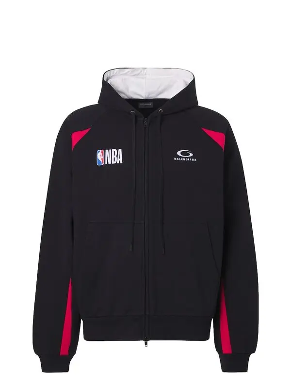 Balenciaga X Nba Logo Cotton Fleece Hoodie - Black