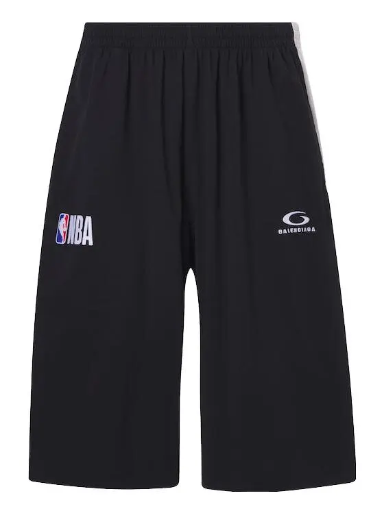Balenciaga X Nba Logo Cotton Fleece Shorts - Black