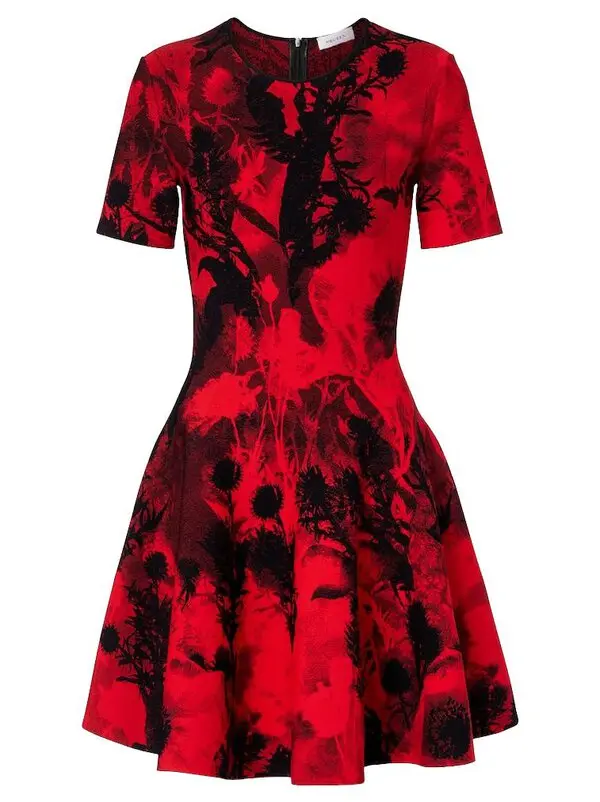 Alexander McQueen Jacquard Minidress - Red