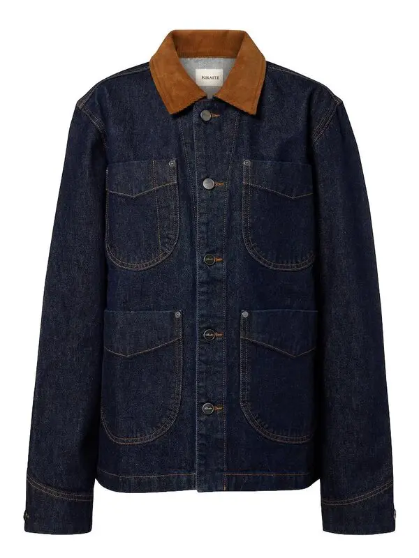 Khaite Wyatt Corduroy-trimmed Denim Jacket - Blue