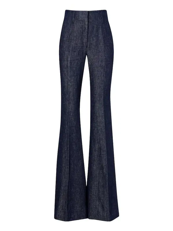 Gabriela Hearst Rhein Flared Linen Pants - Blue