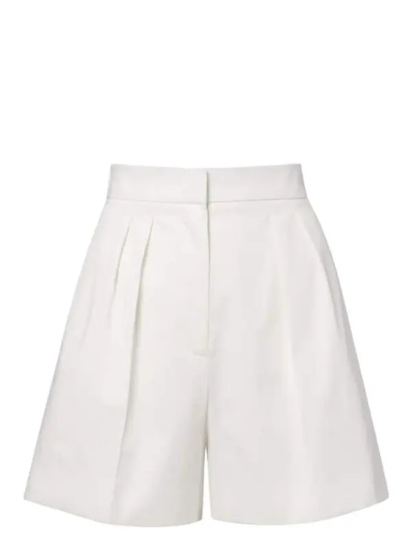 Max Mara Pleated Cotton-blend Shorts - White