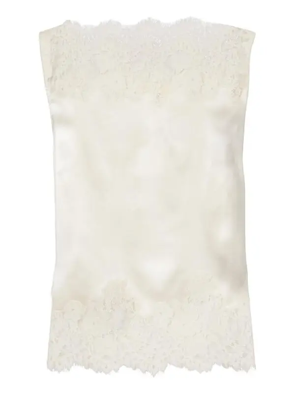 DÔEN Viviane Lace-trimmed Silk Top - White