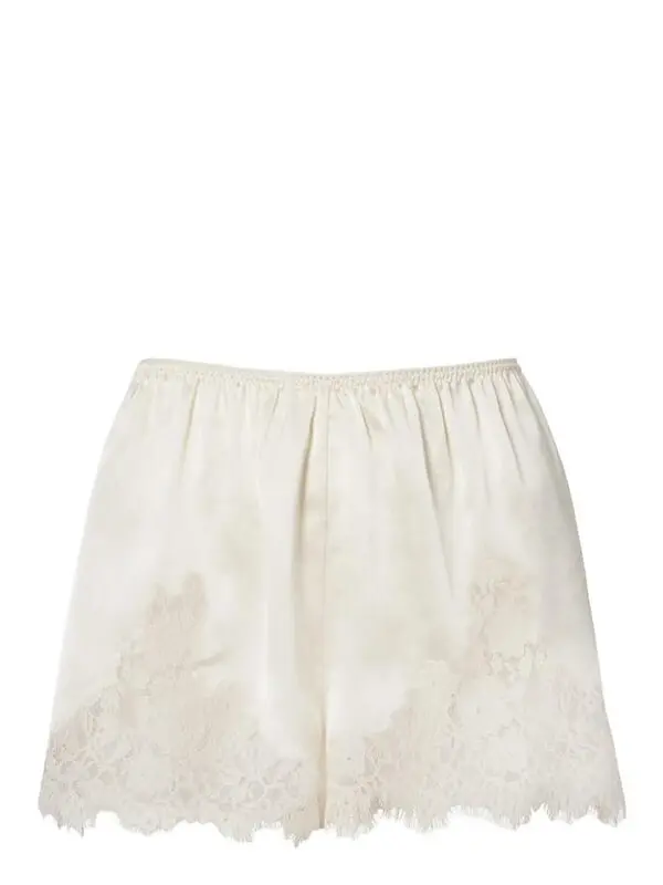 DÔEN Iona Lace-trimmed Silk Shorts - White