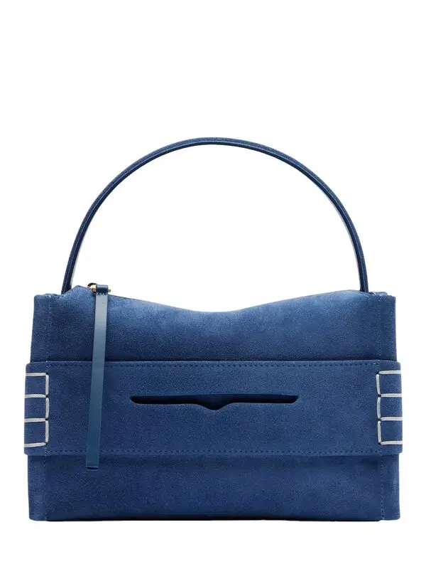 JW Anderson Loafer Small Suede Shoulder Bag - Blue