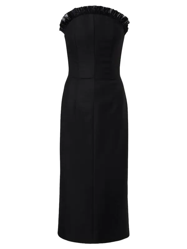 Alexander McQueen Ruffled Wool Gabardine Cocktail Dress - Black