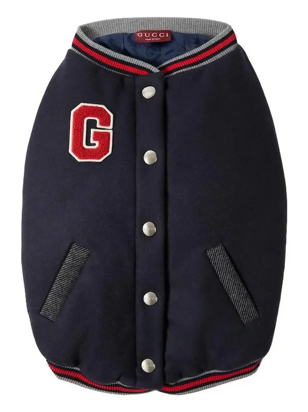 Gucci Embroidered Wool Dog Coat - Blue