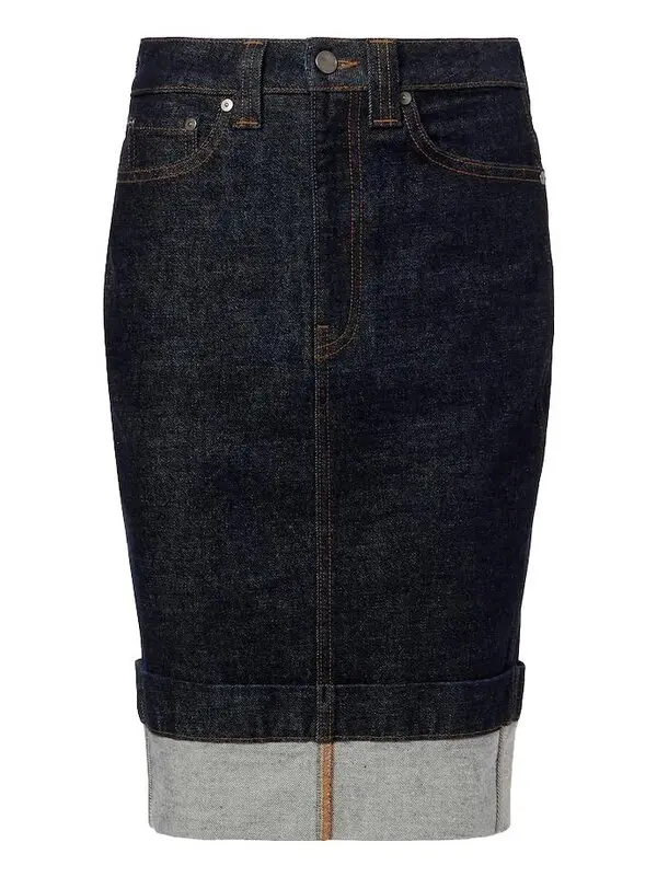 Khaite Kendra Denim Midi Skirt - Blue