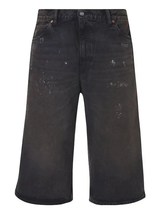 Our Legacy Capri Cut Distressed Denim Shorts - Black