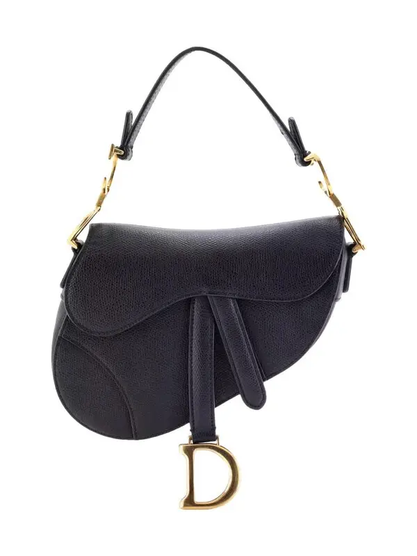Dior Saddle Handbag Leather Mini Shoulder Bag - Black