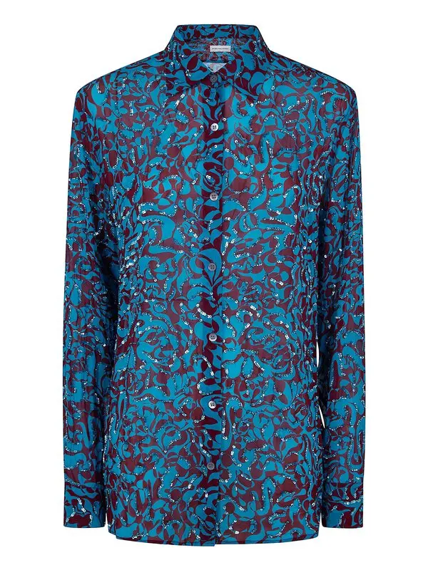 Dries Van Noten Clavelly Embroidered Shirt - Blue