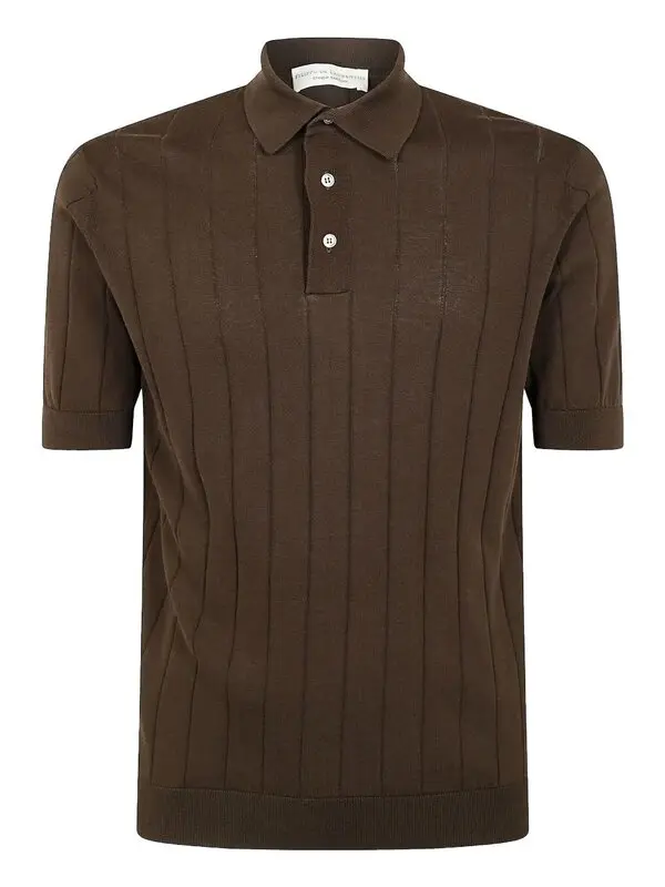 FILIPPO DE LAURENTIIS Rib Short Sleeves Polo Shirt - Brown