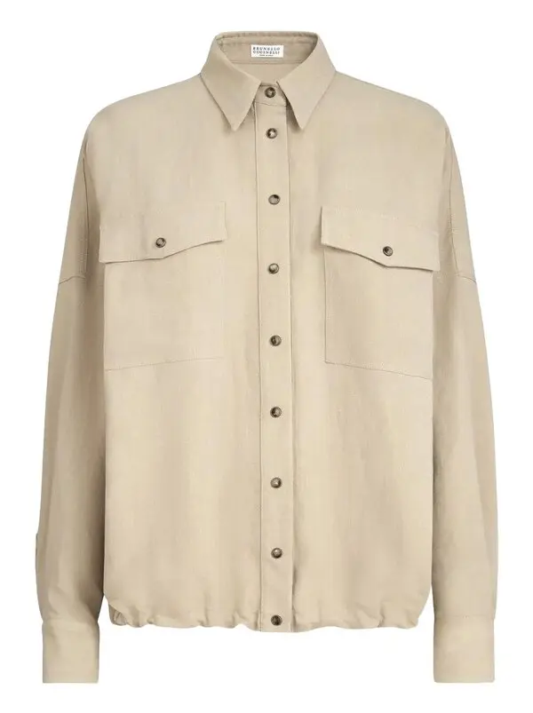 Brunello Cucinelli Long Sleeve Oversized Shirt - Beige