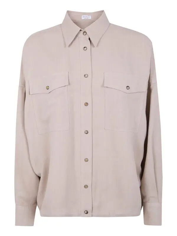 Brunello Cucinelli Long Sleeve Oversized Shirt - Beige