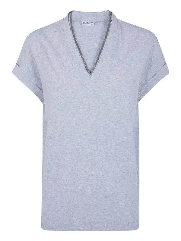 Brunello Cucinelli V-neck T-shirt - Gray
