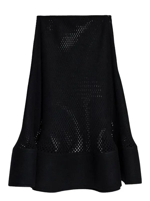Alaïa Fluted Midi Skirt - Black