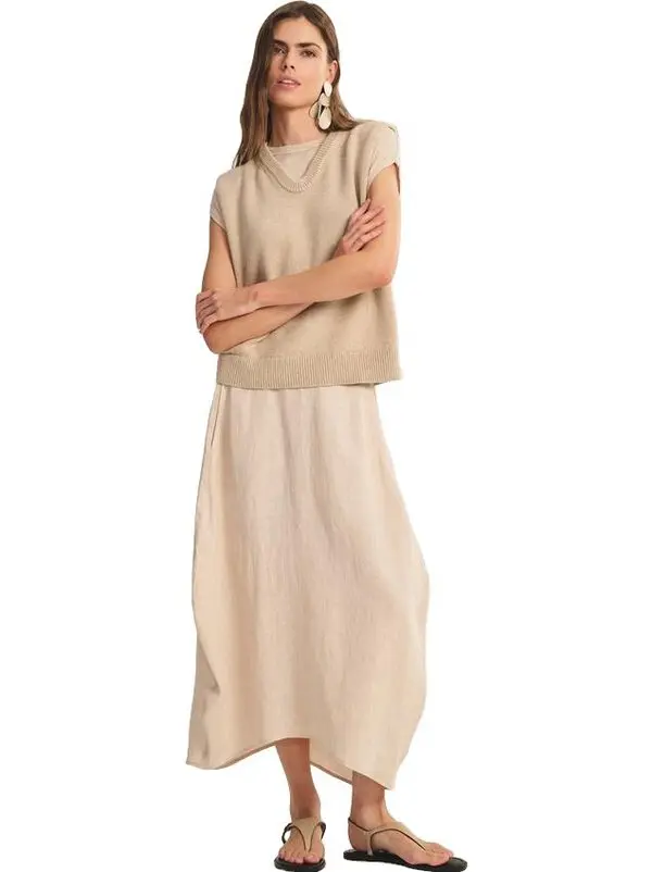 Velvet By Graham & Spencer Fae Linen A-line Skirt - Natural