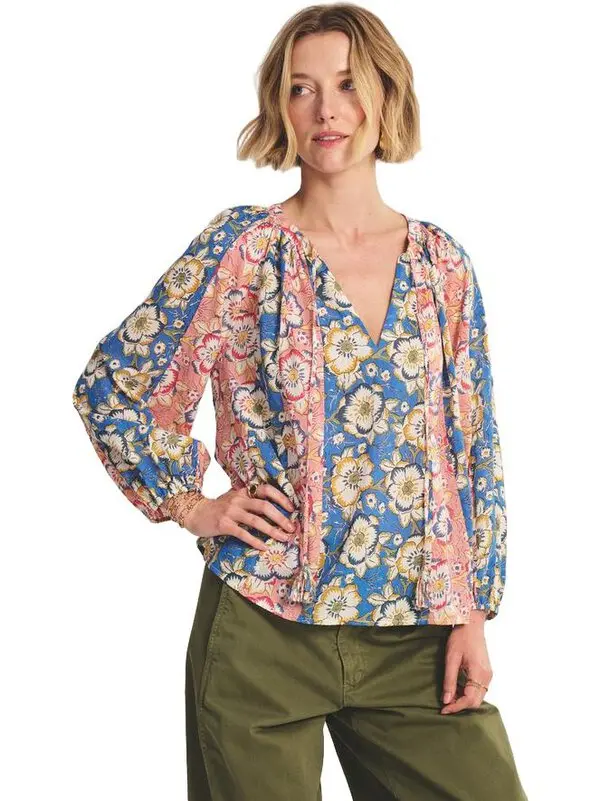 Velvet By Graham & Spencer Printed Cotton Reese Top - Stripe