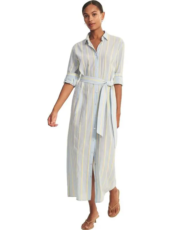 Velvet By Graham & Spencer Kimora Striped Shirt Dress - Blue