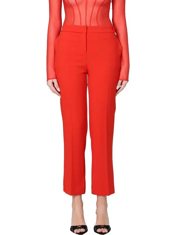 Elisabetta Franchi Cropped Polyester Crêpe Tailored Trousers - Red