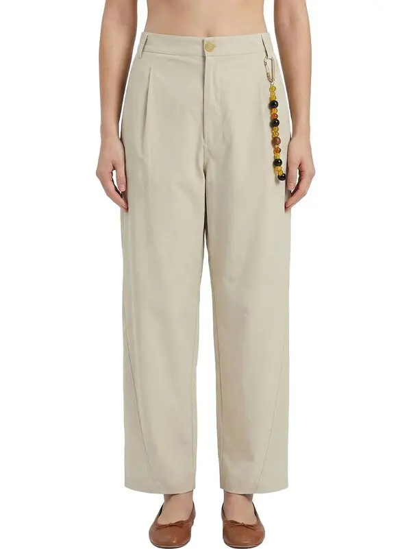DARKPARK Wide Leg Cotton Trousers - Beige