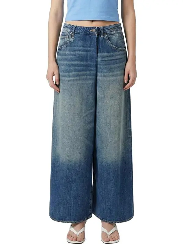 R13 Nico Wrap Palazzo Cotton Denim Jeans - Blue