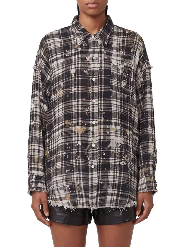 R13 Distressed Plaid Shirt - Multicolor