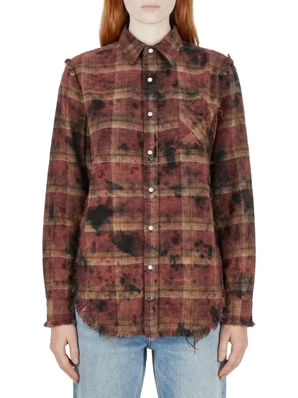 R13 Check Print Cotton Shirt - Red