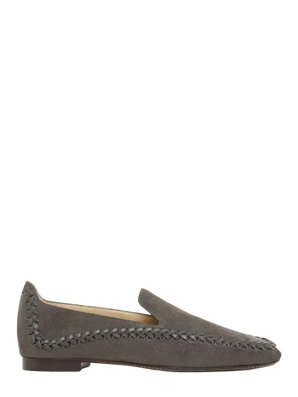 Giorgio Armani Suede Loafers With Woven Stitching - Grey