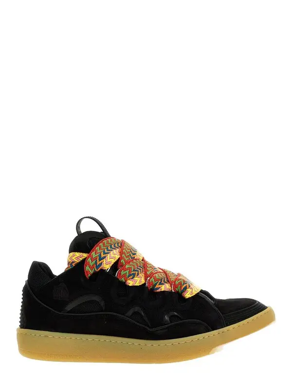 LANVIN Curb Suede And Mesh Sneakers - Black