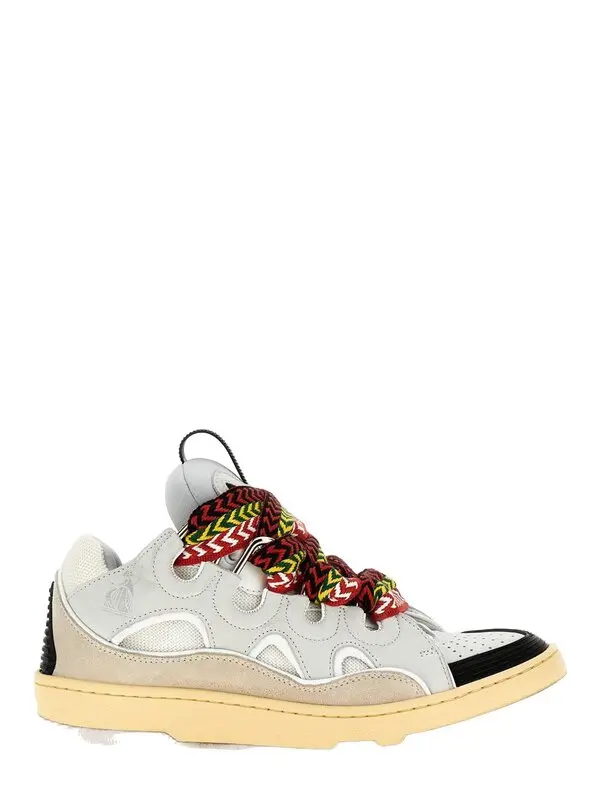 LANVIN Curb Suede And Mesh Sneakers - White