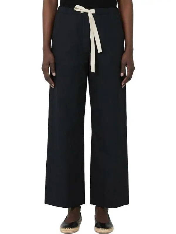 Max Mara Cotton Wide-leg Trousers - Black