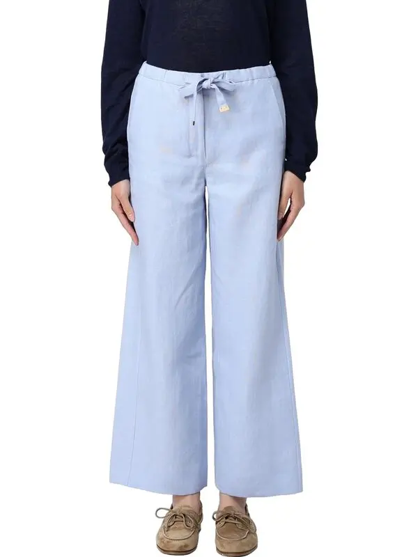 Max Mara Medea Linen Wide Leg Trousers - Gnawed Blue