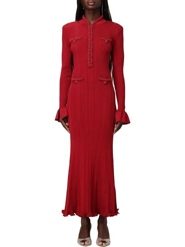 SELF-PORTRAIT Long Sleeve Dress - Red