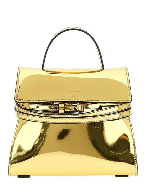 Moschino Tie Me Patent Leather Mini Handbag - Silver