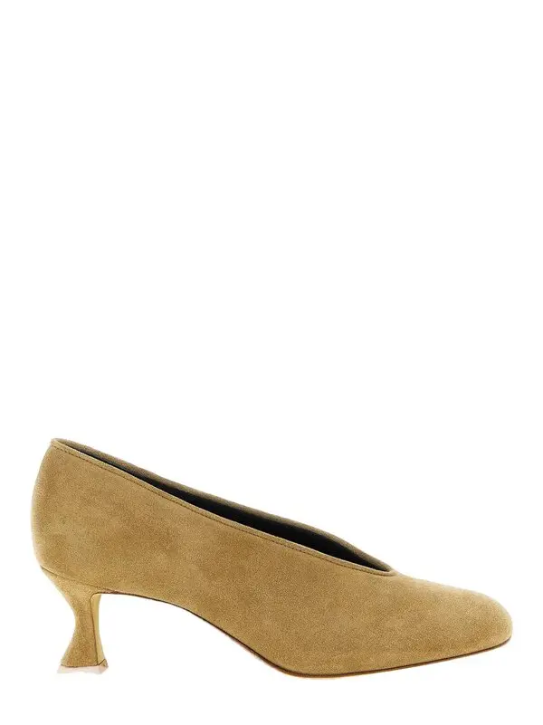 Moschino Suede Calfskin Court Shoes - Beige