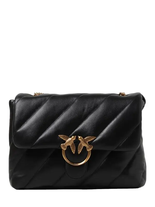 Pinko Quilted Shoulder Bag With Chain Strap - Black
