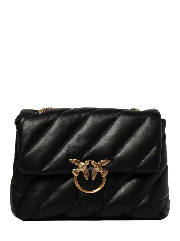 Pinko Quilted Shoulder Bag With Chain Strap - Black